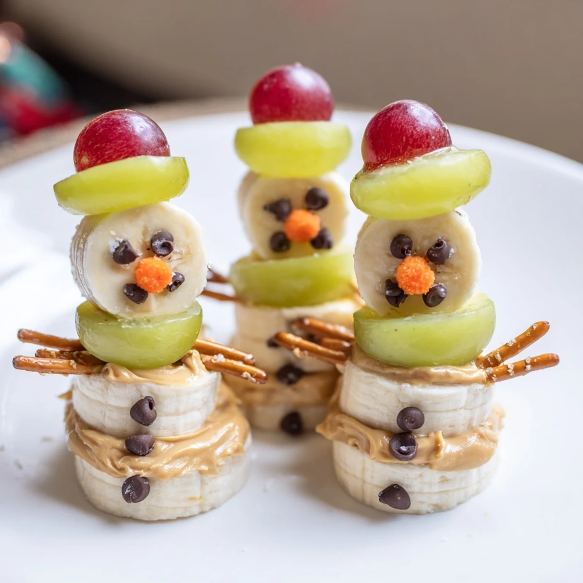 Fun Banana and Peanut Butter Snowmen Snack